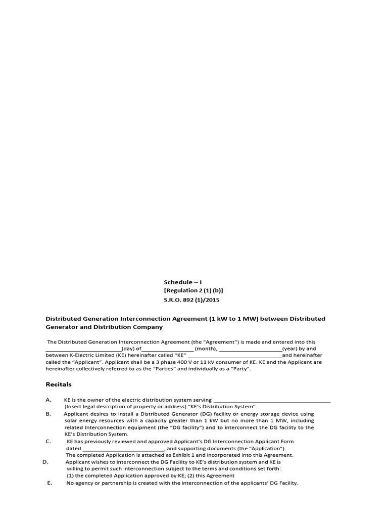 Distributed Generation Interconnection Agreement | PDF | Indemnity | Common Law