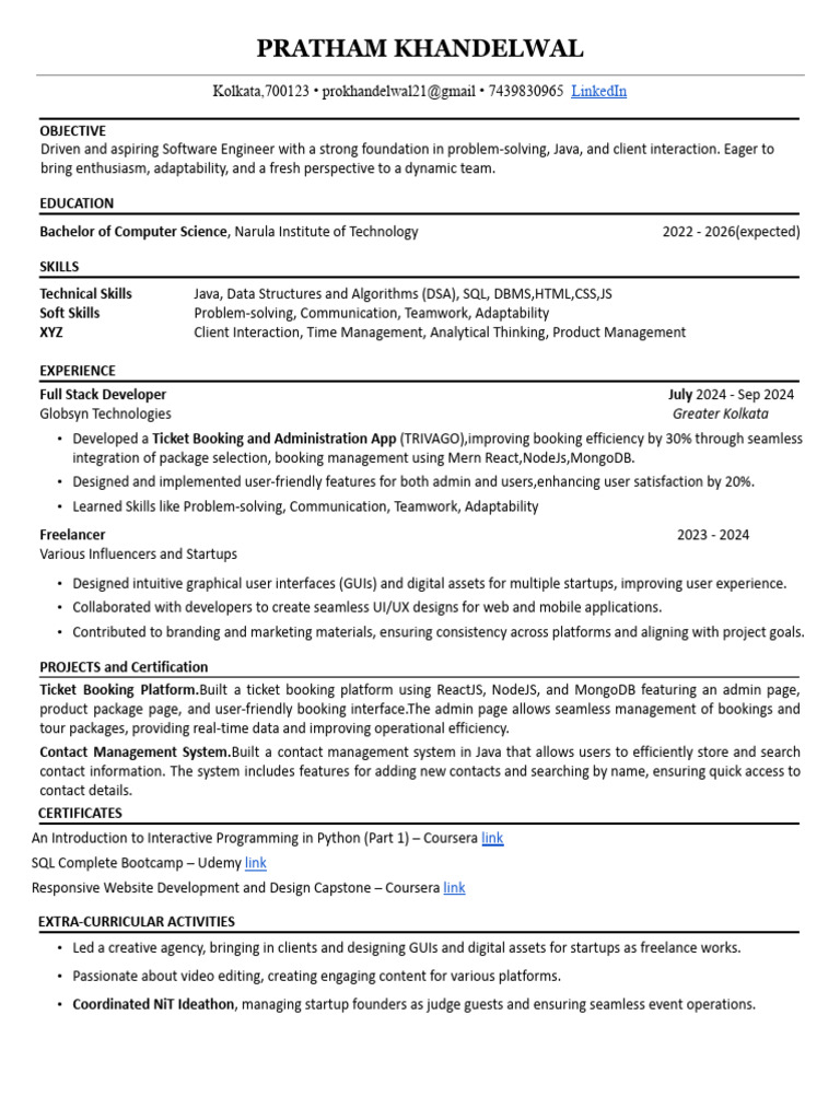 Pratham Khandelwal Cv (1) | PDF | Software Development | Software Engineering
