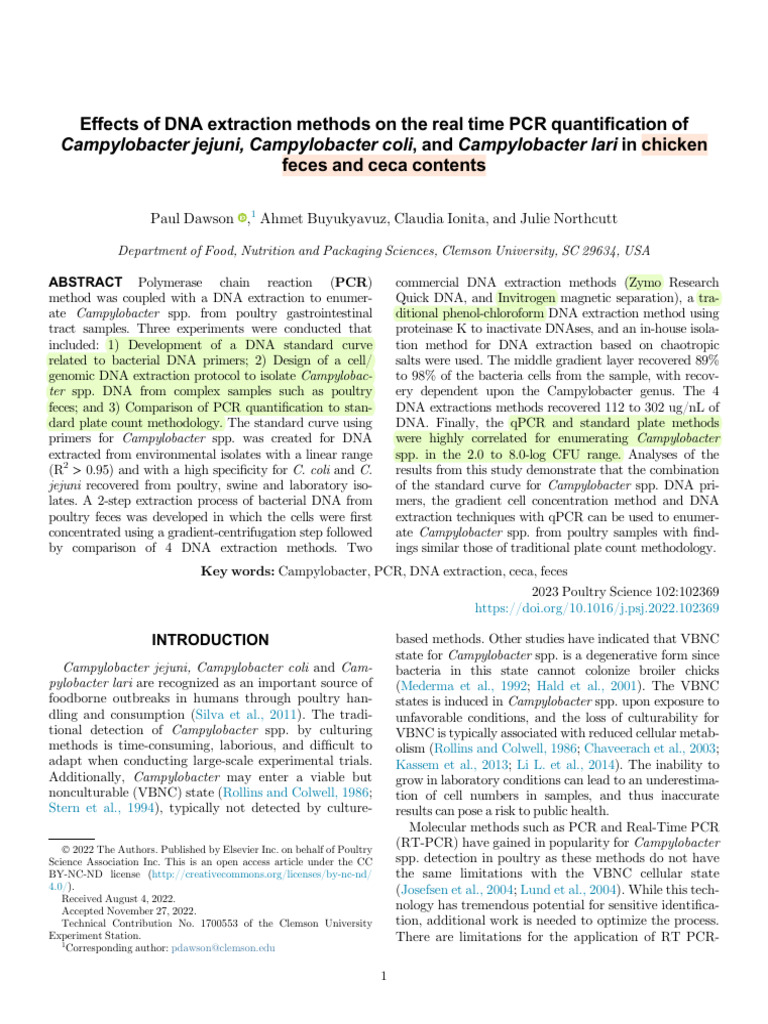 Dawson, et al., 2023 | PDF | Agarose Gel Electrophoresis | Real Time Polymerase Chain Reaction