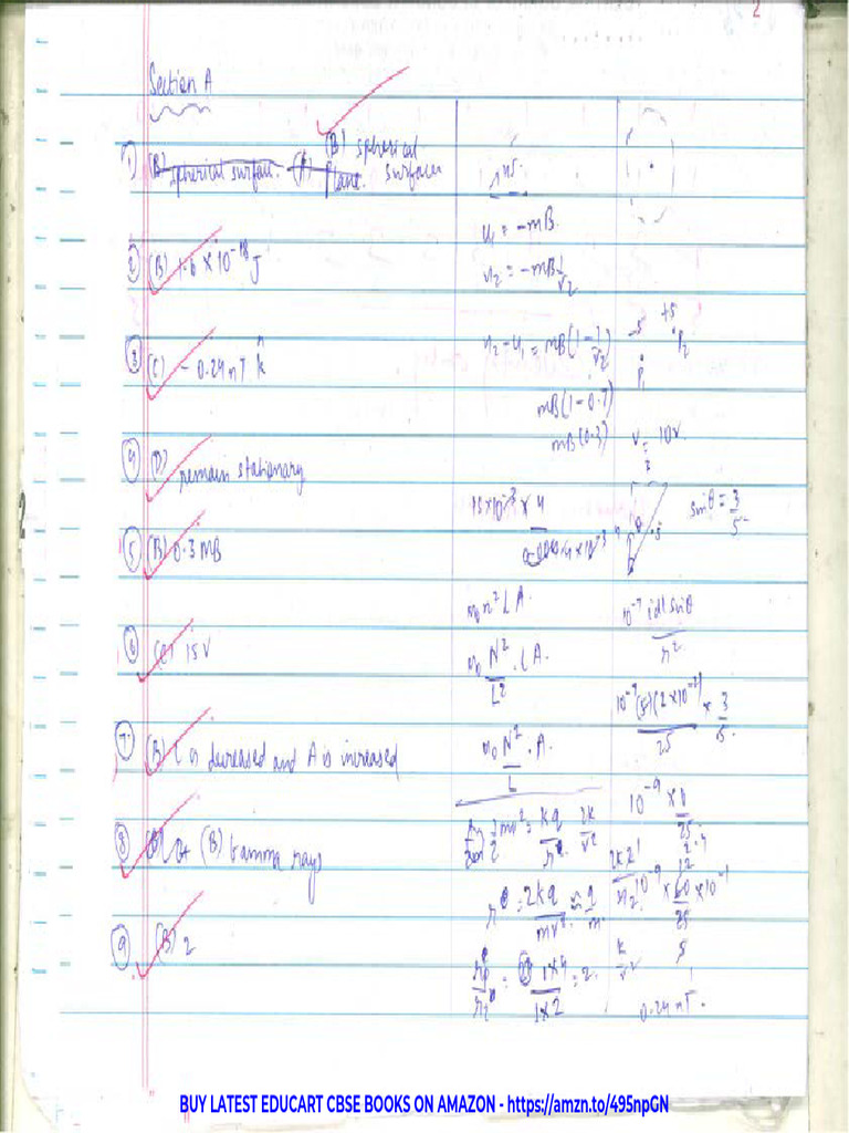2024 CBSE 12 Physics Topper Answer Sheet | PDF