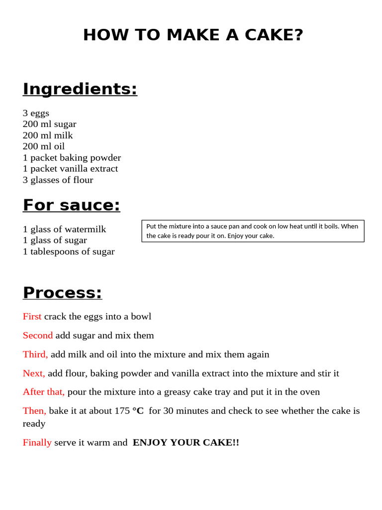 Easy Cake Recipe for Beginners | PDF