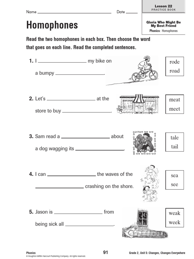 Homophones Practice for Grade 2 | PDF | Spelling | Noun