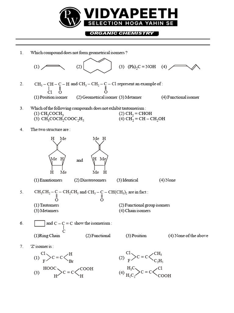 Review Test-3 (Home Assignment) | PDF | Isomer | Organic Chemistry