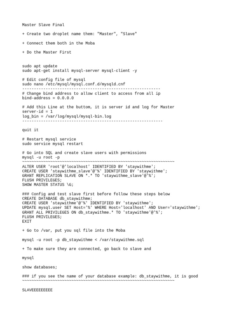 Master Slave Final | PDF | My Sql | Computer Data