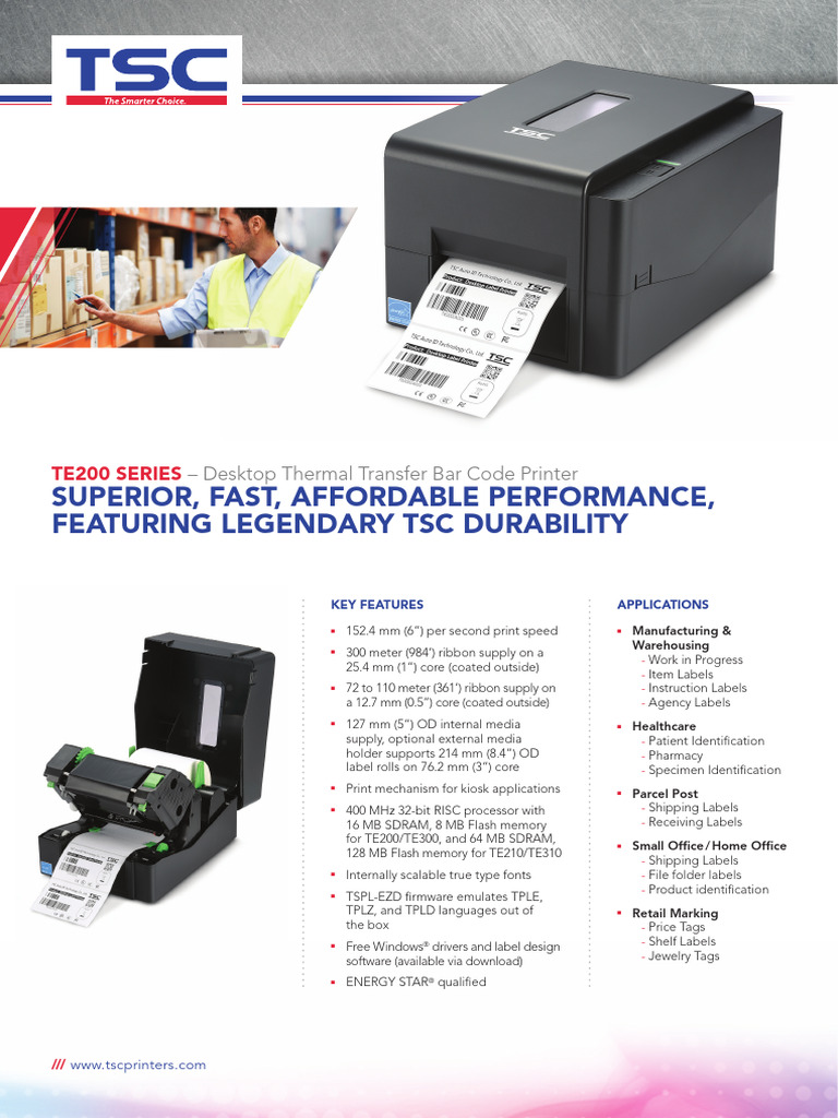 Te200 en Emea Datasheet A4 10102017 | PDF | Printer (Computing ...