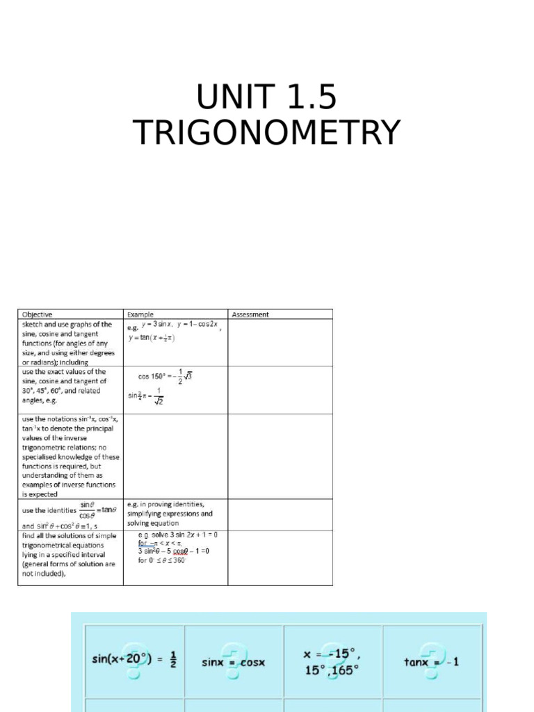 Trigonometry Exercises & Graphs | PDF