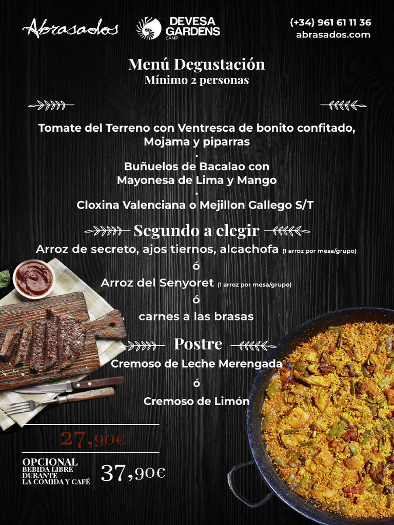 Menú Gourmet: Mariscos y Postres | PDF