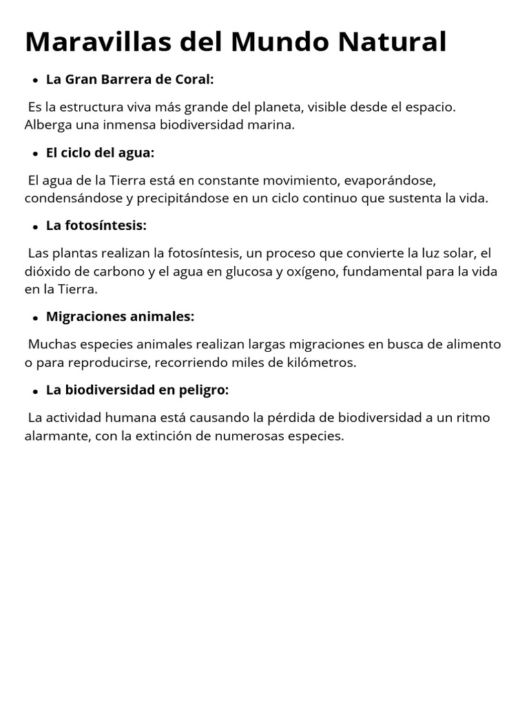 Maravillas Del Mundo Natural | PDF