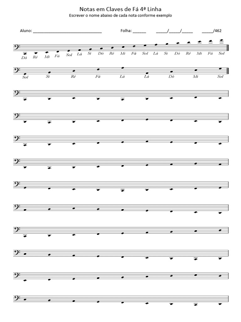 Exercicios Clave de FÃ¡ 4Â° linha | PDF