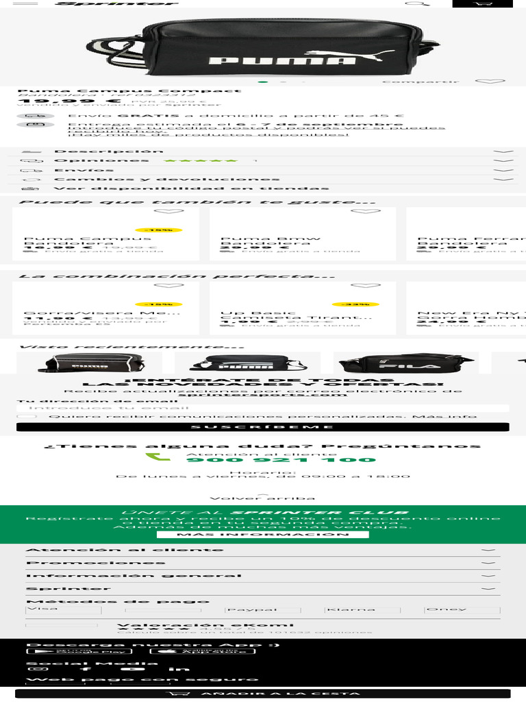 Puma Campus Compact - Negro - Bandolera Sprinter | PDF