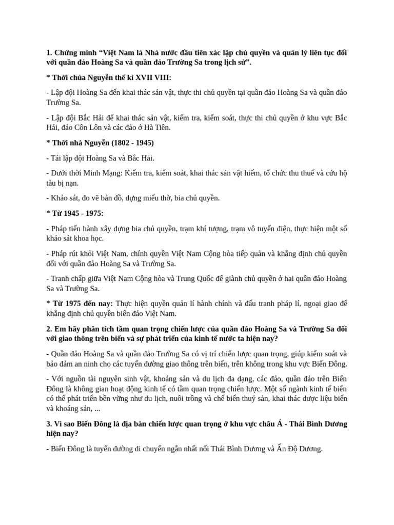 ÔN TẬP NỘI DUNG TỰ LUẬN SỬ 11 HK2 | PDF