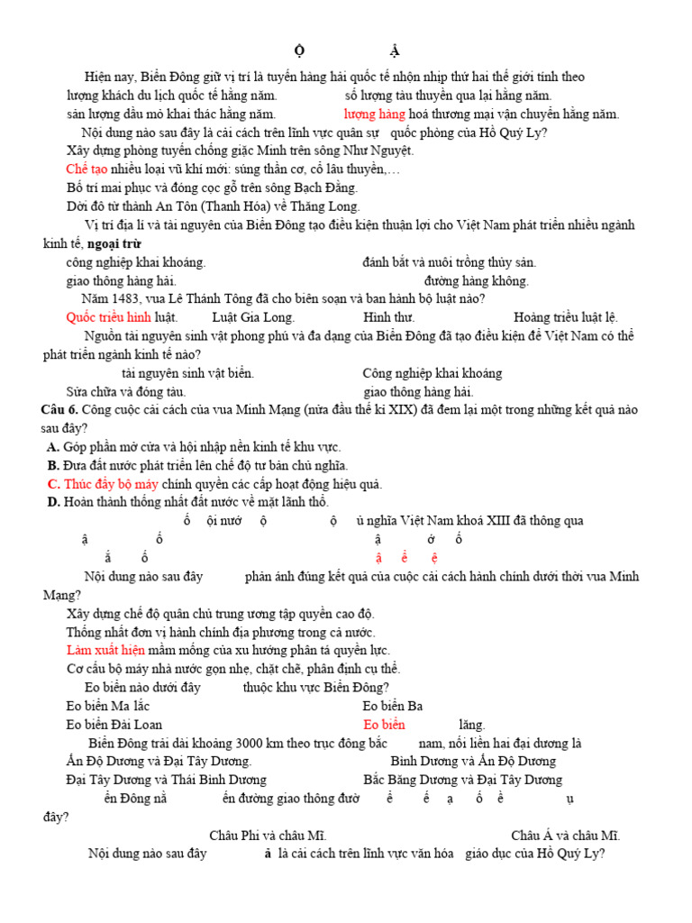 NỘI DUNG ÔN TẬP HKII. SỬ 11 1 | PDF