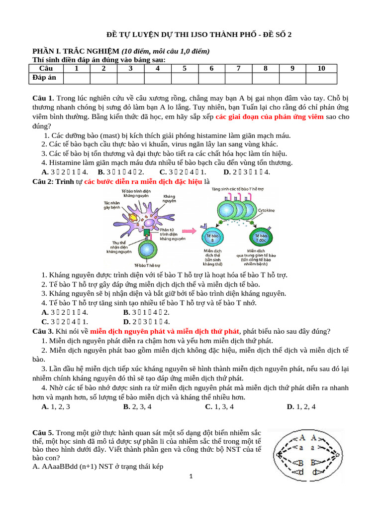 PHẦN I - TRẮC NGHIỆM - TỰ LUYỆN IJSO | PDF