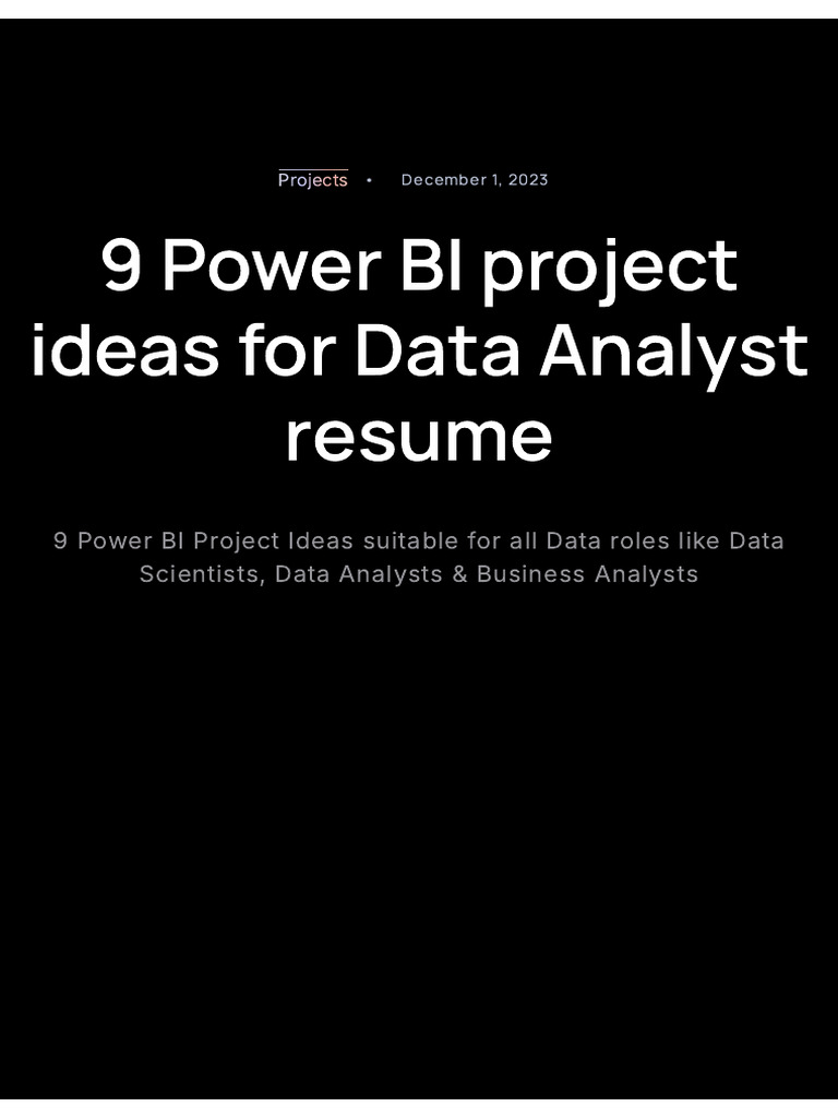 9 Power BI Projects for Data Analysts | PDF | Data Analysis | Data