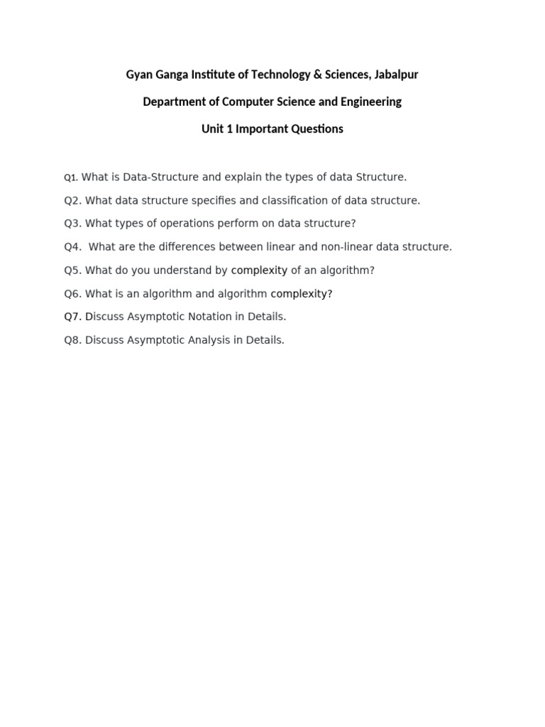 Important Data Structure Questions Guide | PDF