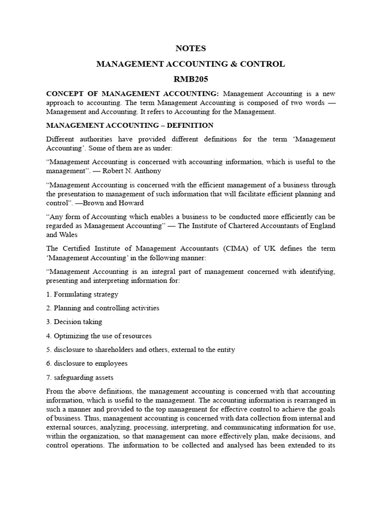 Management Accounting & Control | PDF | Management Accounting | Accounting