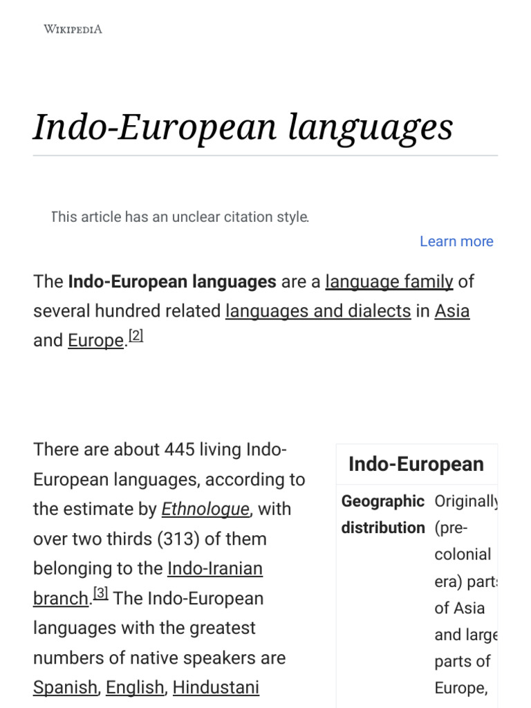 Indo-European Language Overview | PDF | Language Families | Languages