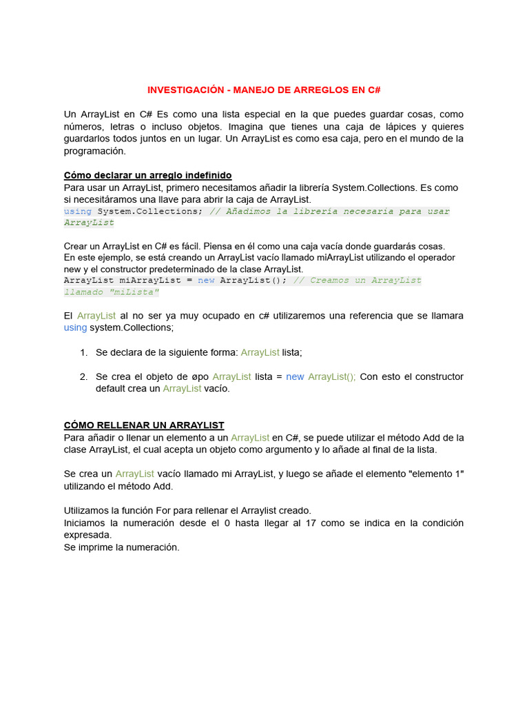 Manejo de Arreglos | PDF | C Sharp (lenguaje de programación) | Desarrollo de software