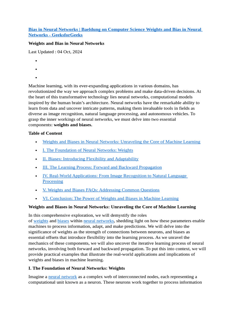 weights and biases | PDF | Artificial Neural Network | Machine Learning