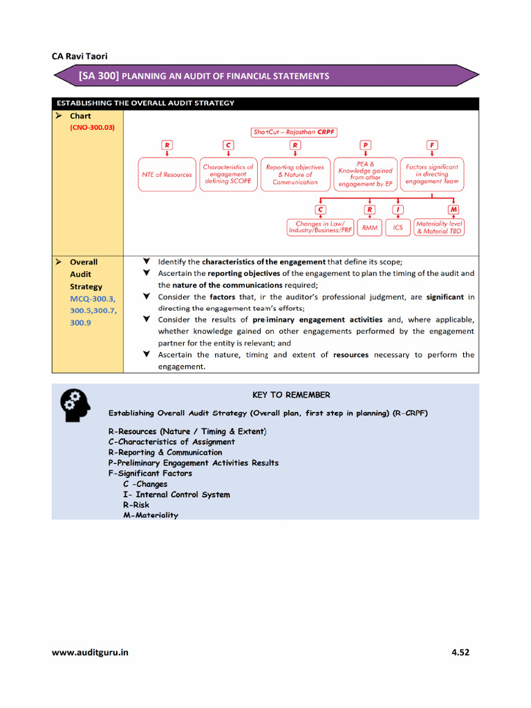 Chapter-4.10. (SA 300) PLANNING AN AUDIT OF FINANCIAL STATEMENTS | PDF