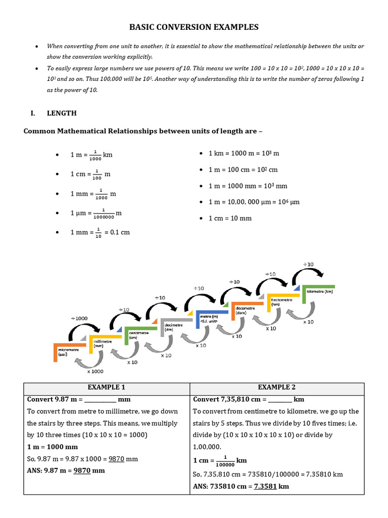 Ch1 - NOTES - Set0 - Basic Conversion Practice | PDF | Kilogram ...