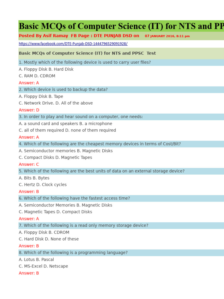 computer mcqs-GK-Book | PDF | Disk Storage | Computer Data Storage