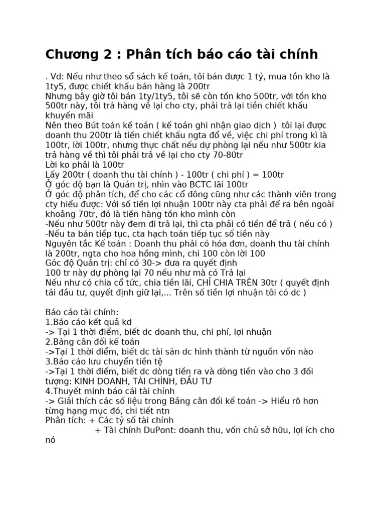 Chuong2 BaoCaoTaiChinh | PDF