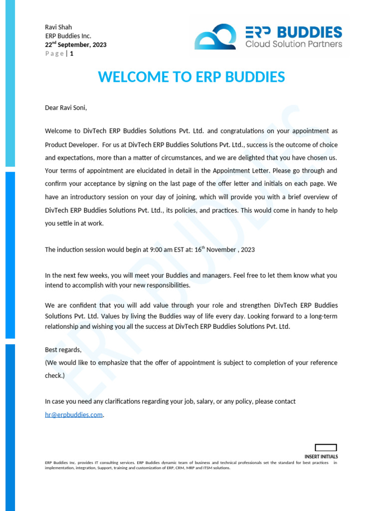 India Offer Letter Template (12) | PDF | Enterprise Resource Planning ...