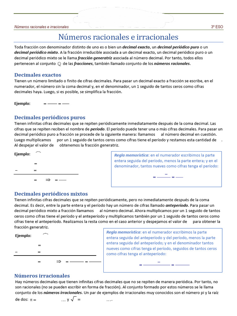 Números Racionales e Irracionales | PDF | Decimal | Número racional
