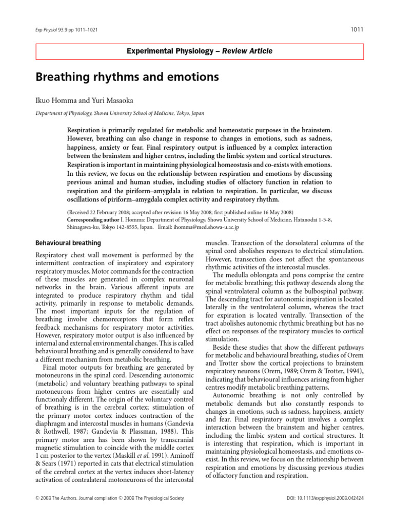 Breathing and Emotional Rhythms | PDF | Anxiety | Exhalation