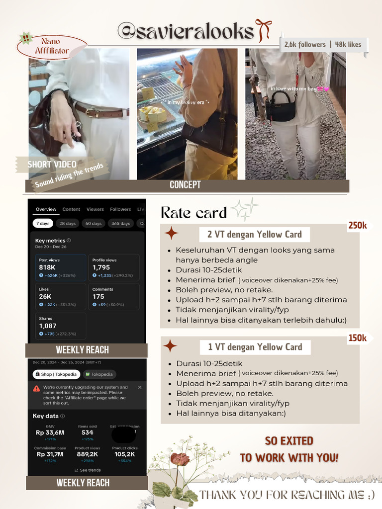 Minimalist Content Creator Influencer Rate Card Media Kit (1) | PDF