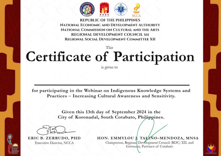 IKSP Webinar Certificate of Participation | PDF