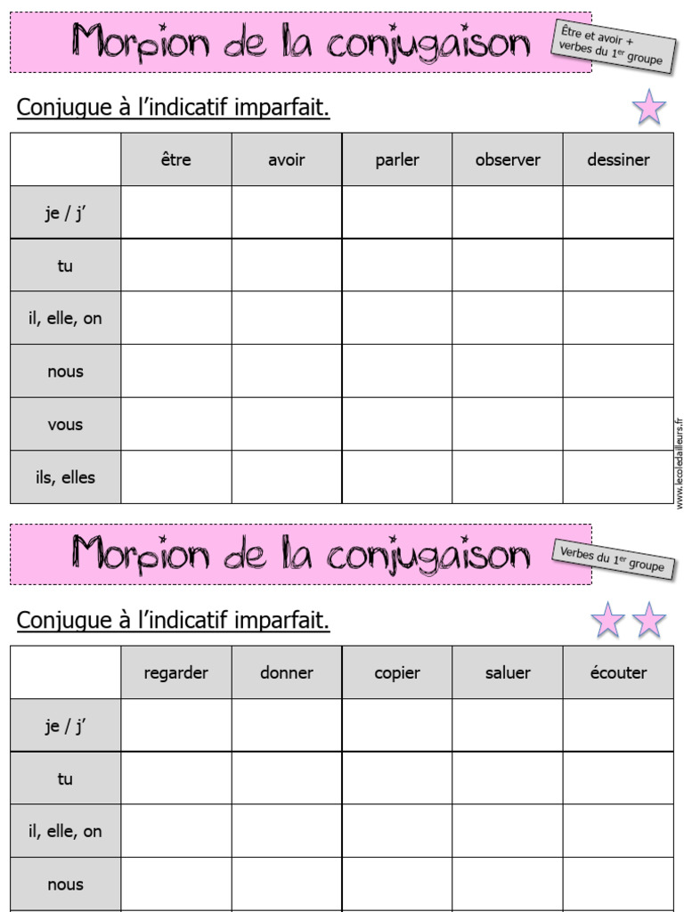 Morpion de conjugaison à l'imparfait | PDF | Conjugaison | Verbe