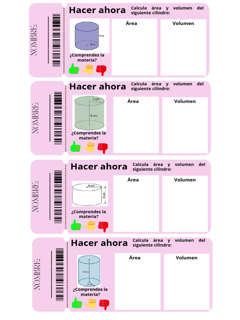 Calcula Área y Volumen del Cilindro | PDF