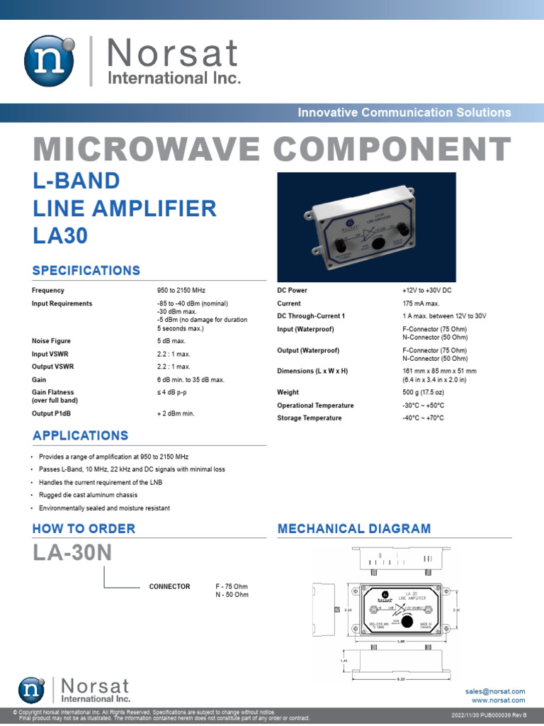 LA30-Spec-Sheet | PDF | Amplifier | Electricity