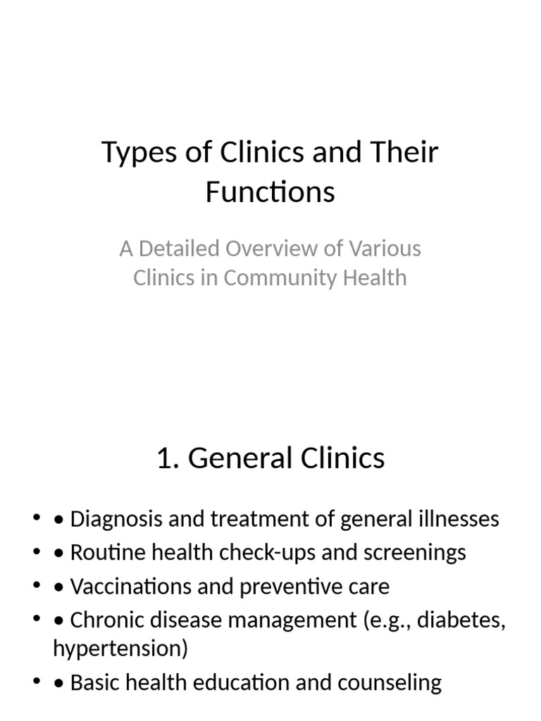 Types of Clinics in Community Health | PDF