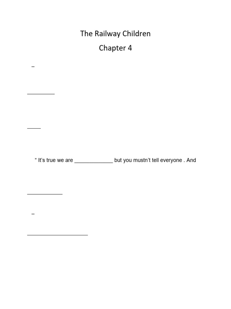 Railway Children Chapter 4 Summary | PDF