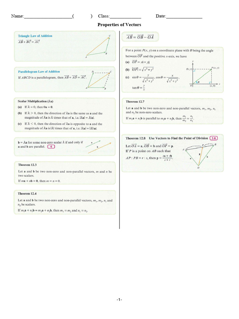Properties of Vectors | PDF
