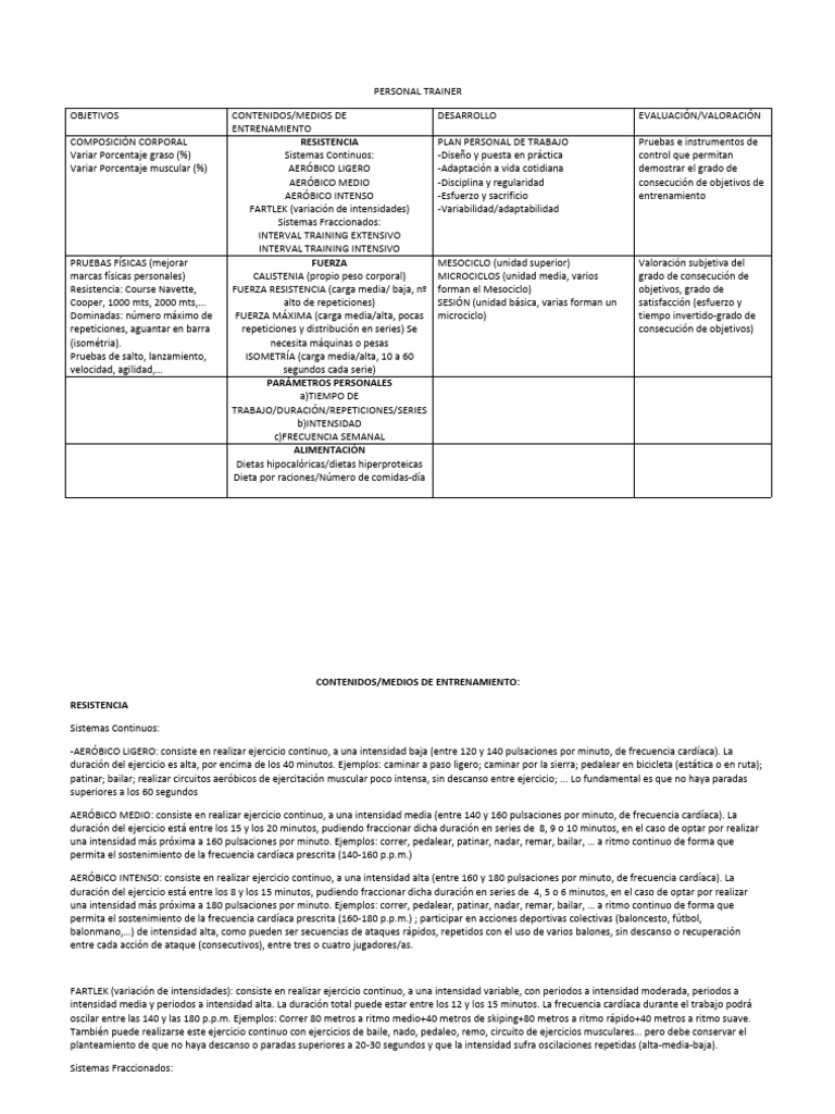 Medios para Realizar El Plan Personal | PDF | Ejercicio aerobico | Músculo