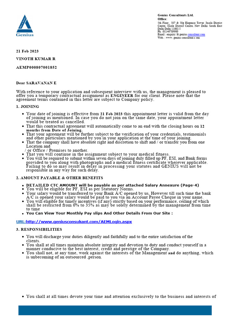 Genius Appoin | PDF | Indemnity | Confidentiality