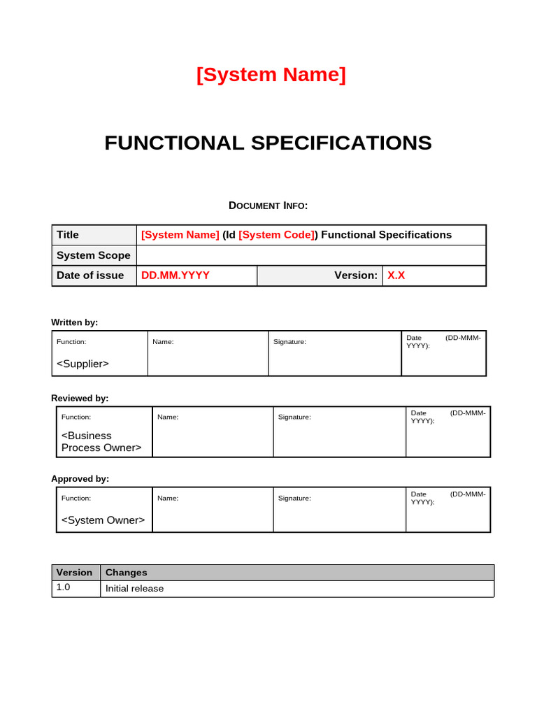 Functional Specification | PDF | Specification (Technical Standard ...