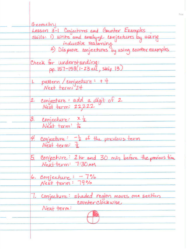 Lesson 3-1 Conjectures and Counter Examples pp. 157-158 ANSWER KEY.pdf ...