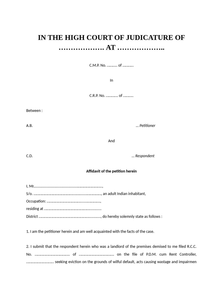 Affidavit of The Petition Herein-Affidavits-Affidavits Under Companies ...
