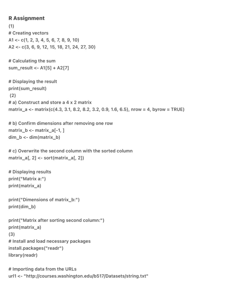 R Assignment | PDF