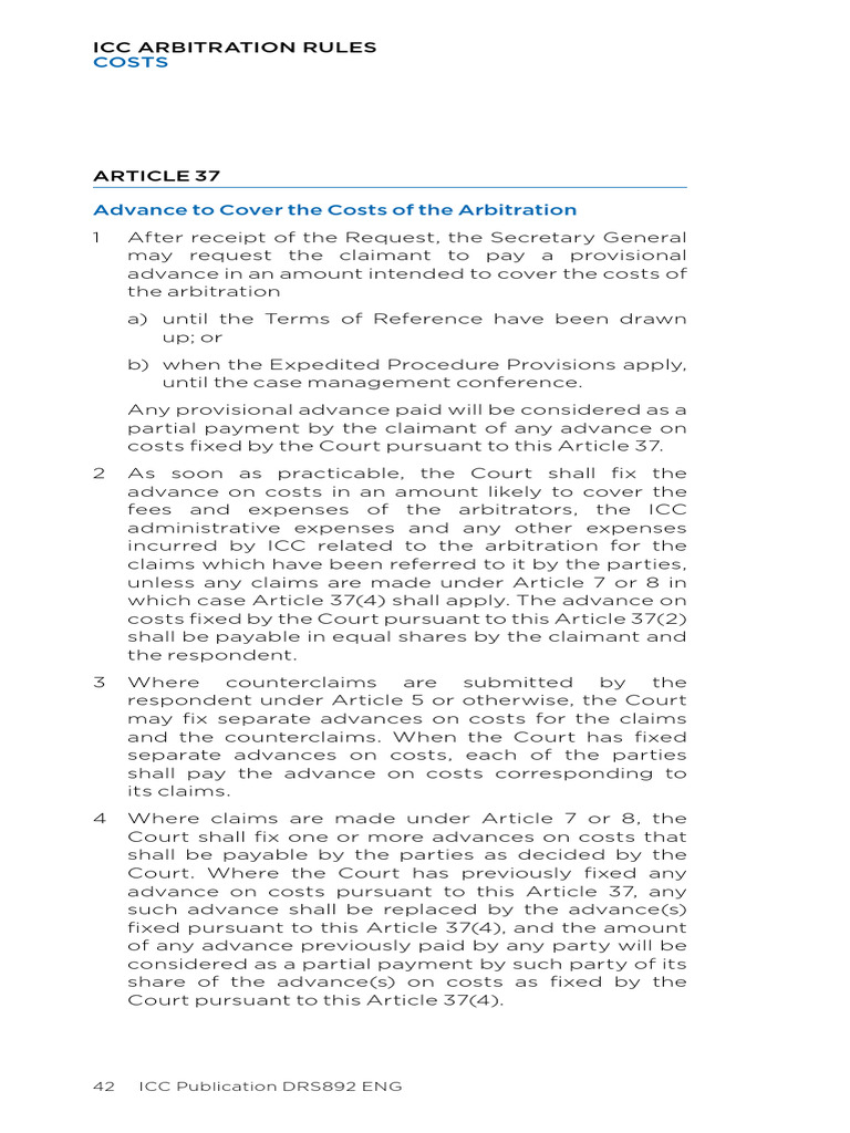 Costs Icc Rules | PDF | Arbitral Tribunal | Arbitration