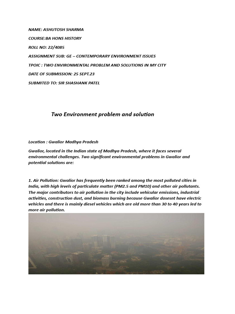 Gwalior's Environmental Issues & Solutions | PDF | Sewage Treatment ...