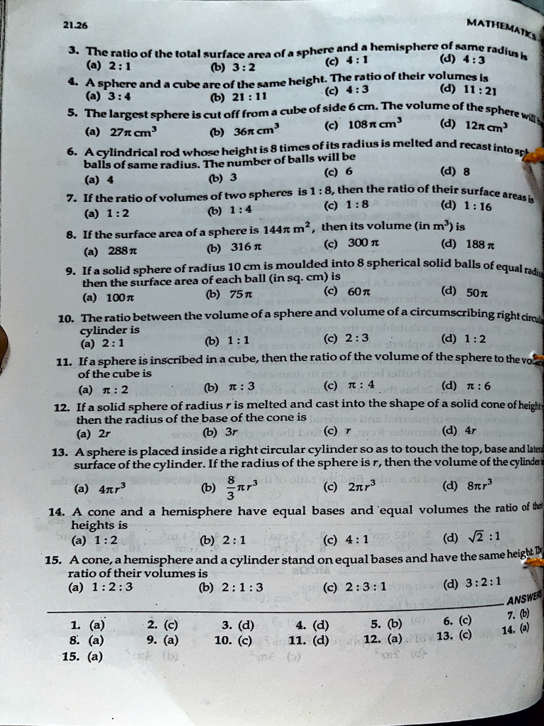 Sphere Class 9 Mcq Pdf