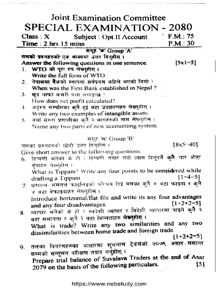 Class 10 Account 2024 | PDF