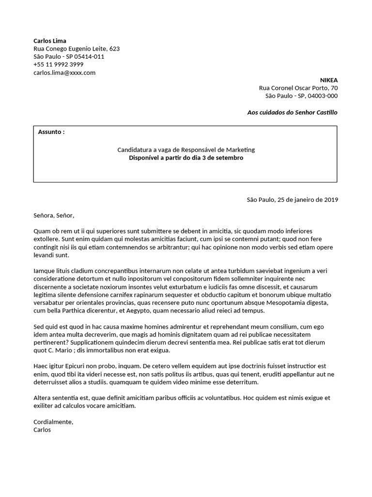 1 Carta de Apresentacao Harmonioso | PDF