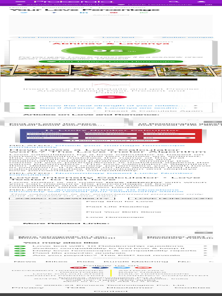 Love Calculator Love Meter to Calculate Love Percentage | PDF ...